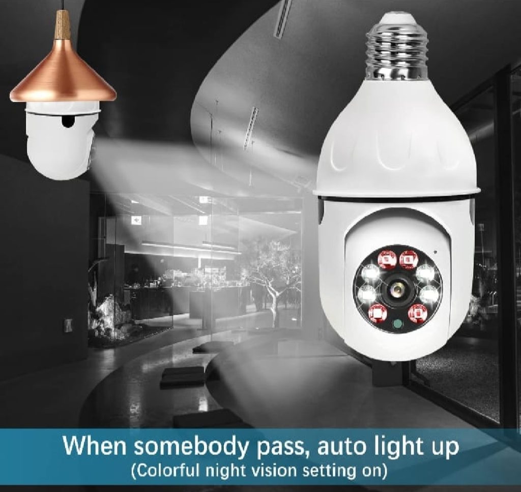 E27 Bulb Socket WIFI HD Security Camera with Motion Detection & 360 ...
