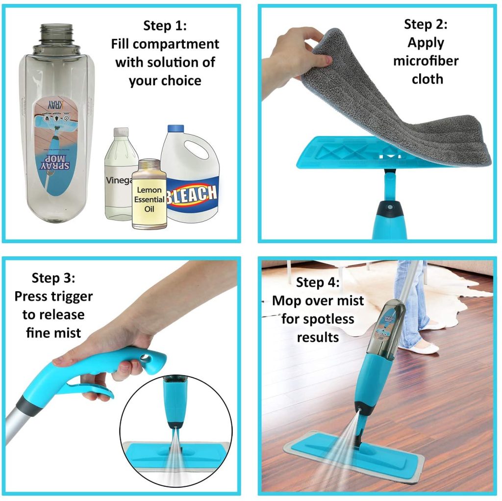 Multi Surface Water Spray Mop with Microfiber Pad for Glass & Floor ...
